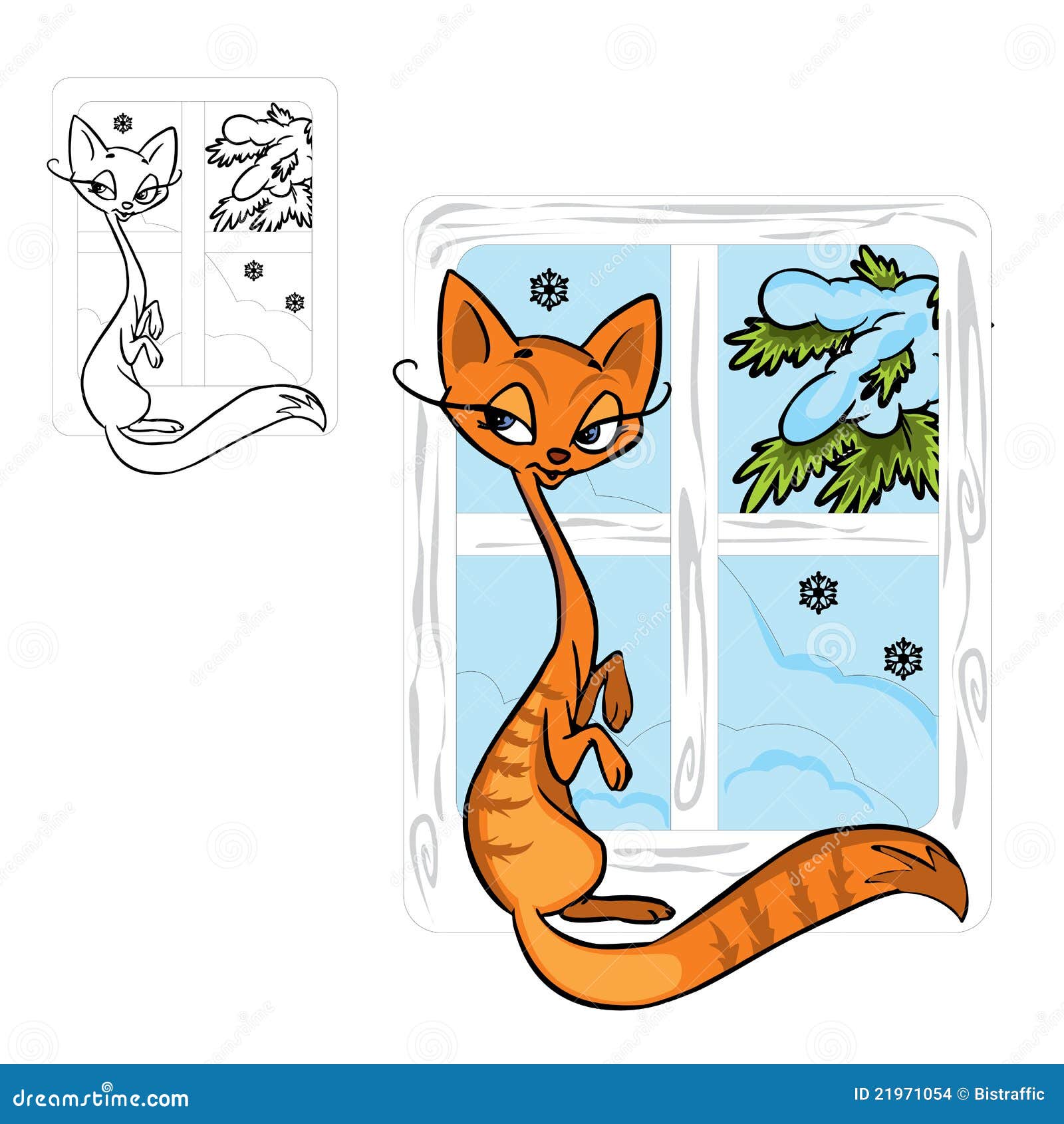 Cat on the window stock vector. Illustration of design - 21971054