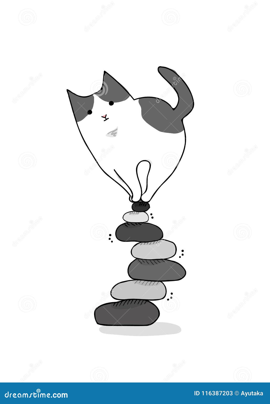 Cat on wobbly stone piles stock vector. Illustration of pets - 116387203