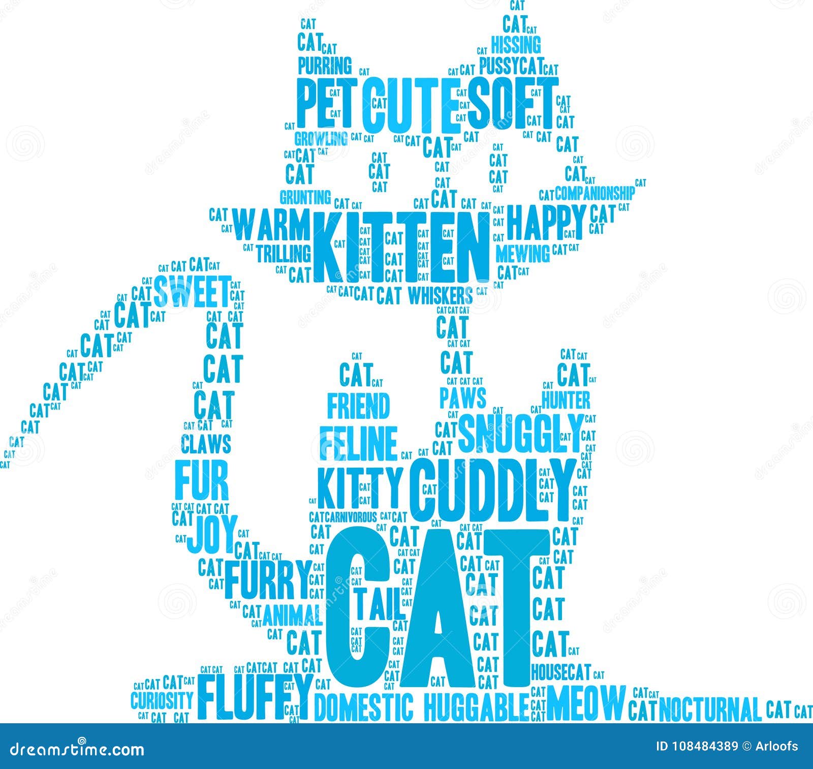Cat Word Cloud ilustración del vector. Ilustración de peludo - 108484389