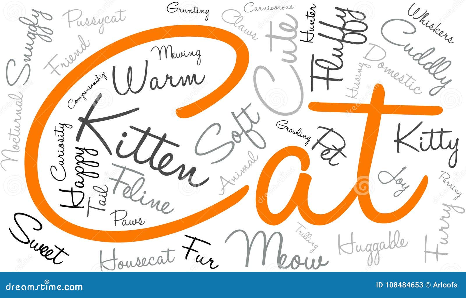 Cat Word Cloud ilustración del vector. Ilustración de cazador - 108484653