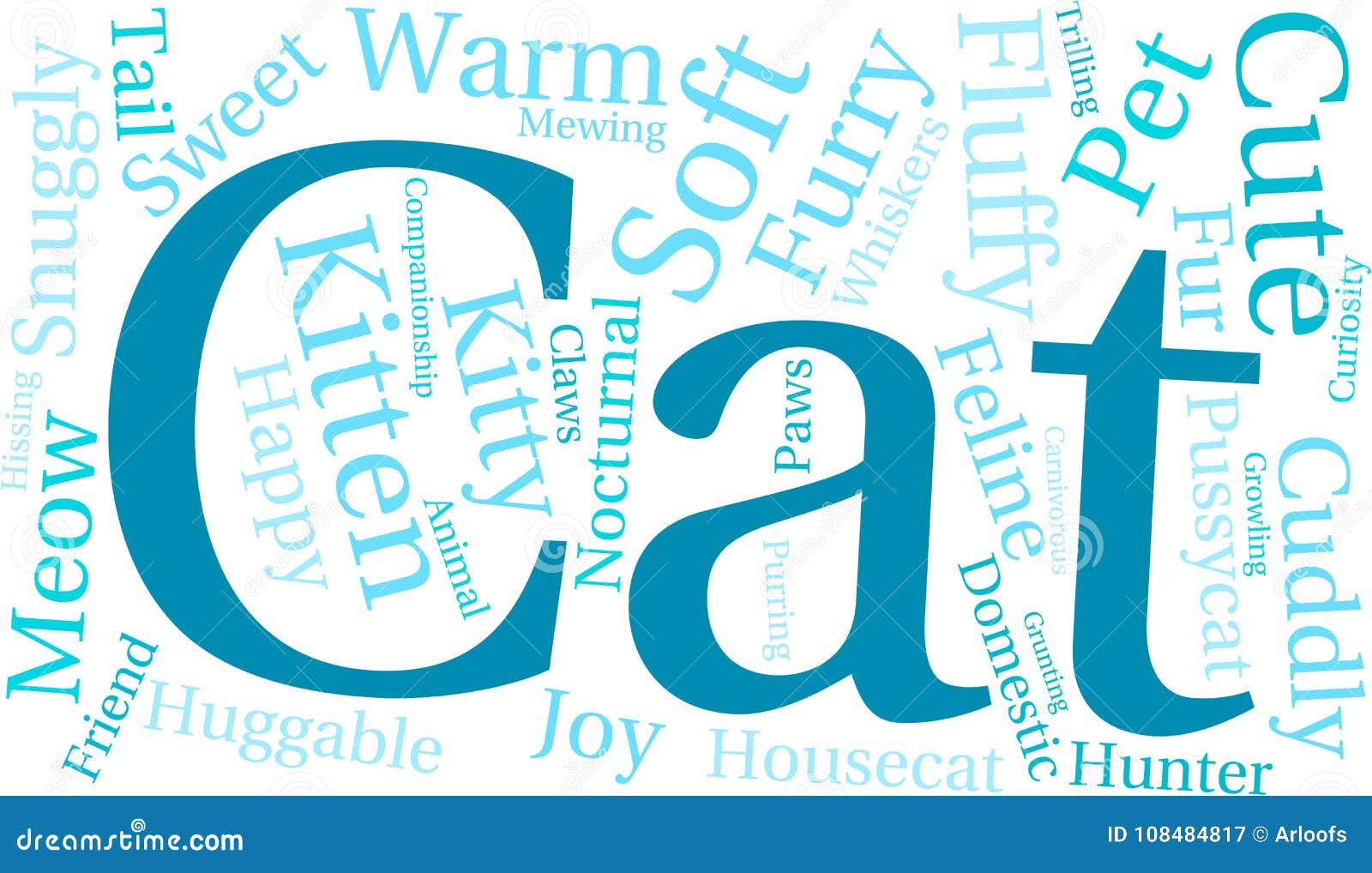 Cat Word Cloud ilustración del vector. Ilustración de nocturno - 108484817