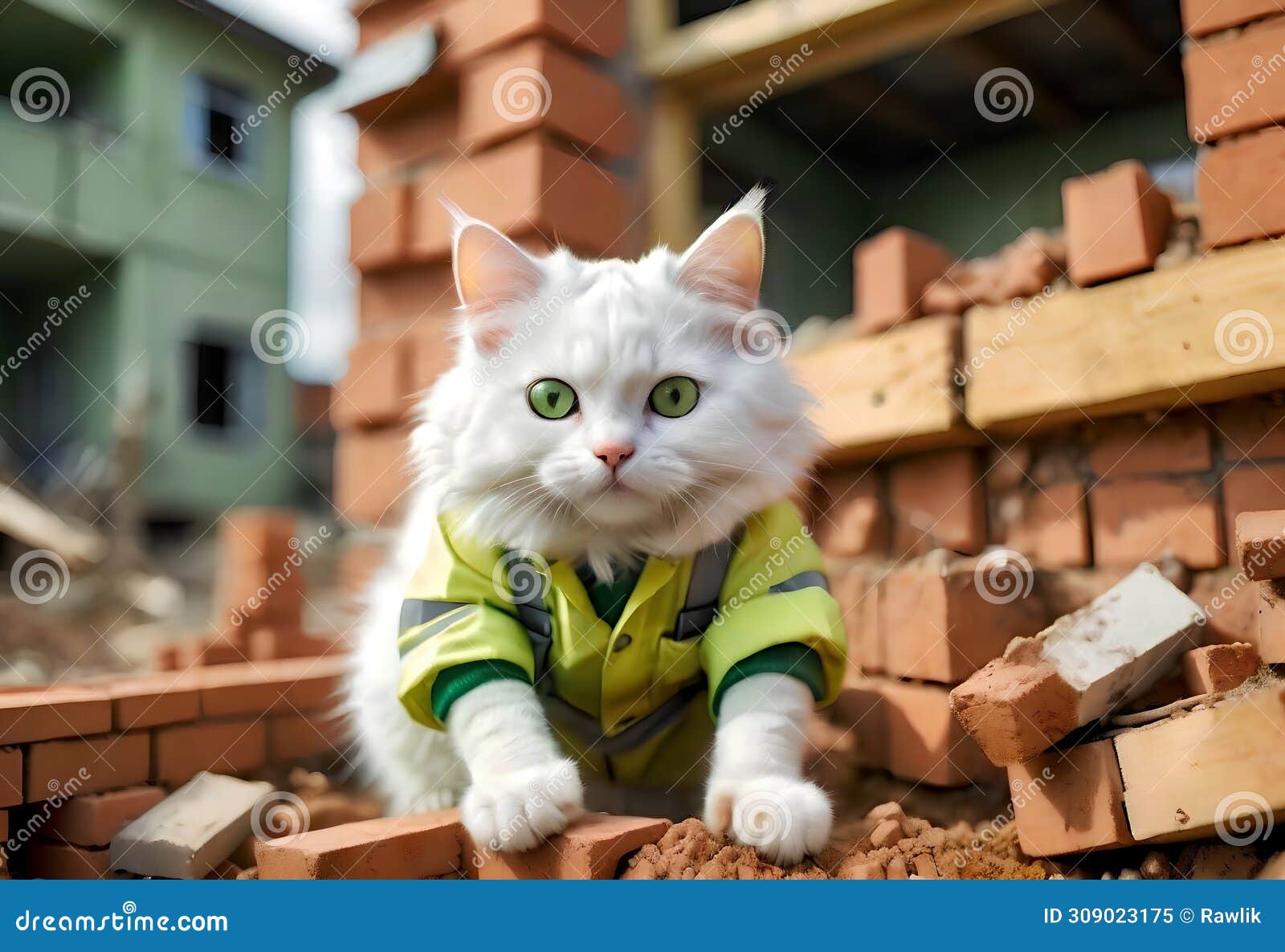 The Cat Works in the Construction Industry. Stock Image - Image of ...