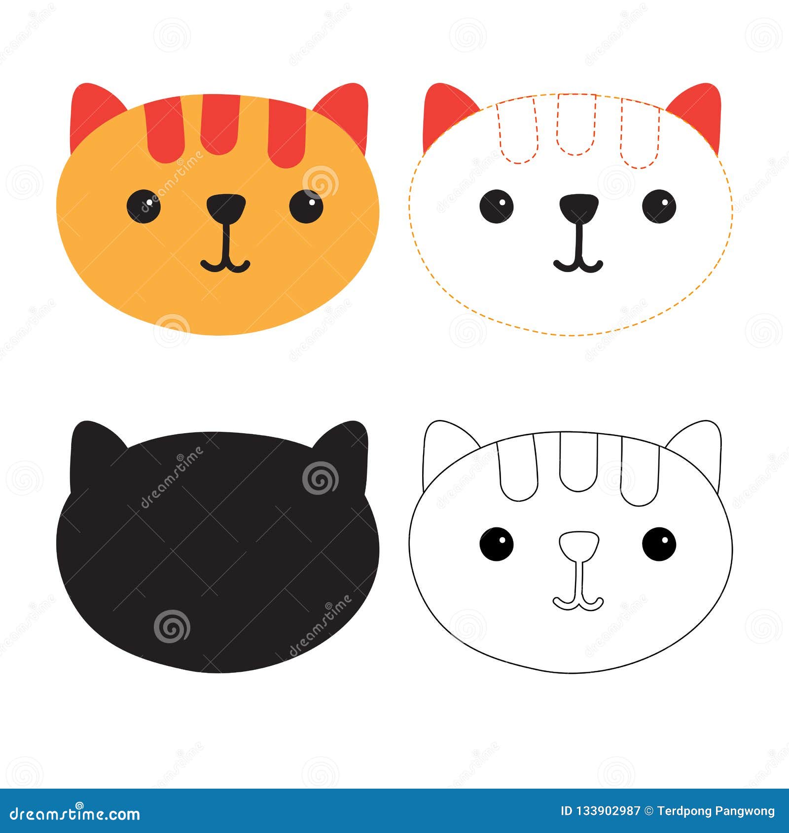 Cat Worksheet Vector Design Stock Vector - Illustration of kindergarten ...