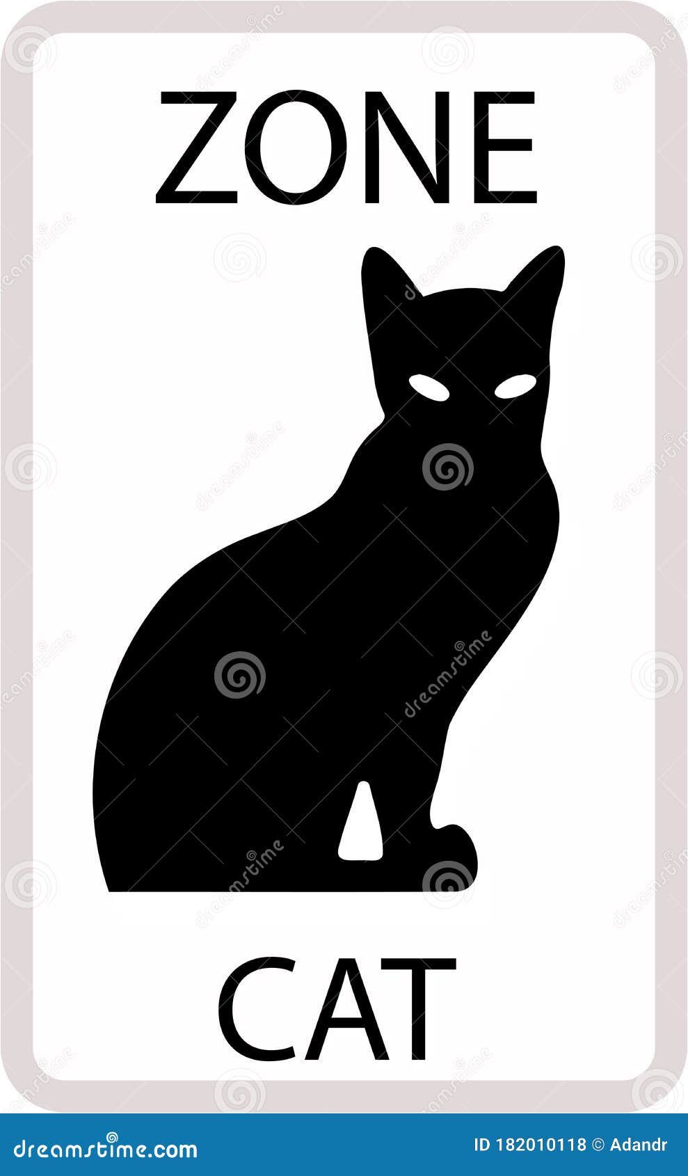 Cat Zone Sign with Cat Silhouette in Gray Frame Stock Illustration ...