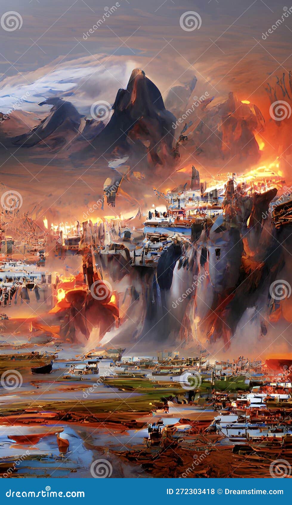 Cataclysm on earth stock illustration. Illustration of painting - 272303418