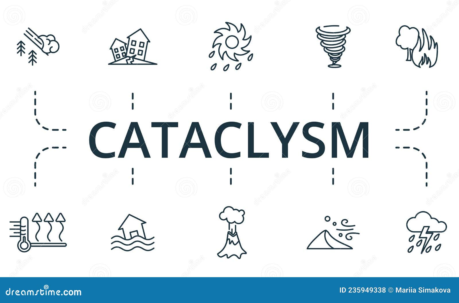 Cataclysm Icon Set. Collection of Simple Elements Such As the ...