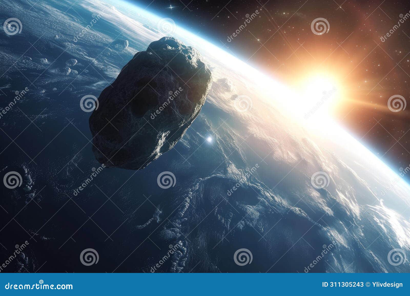 Cataclysmic Asteroid Earth Collision. Generate Ai Stock Image - Image ...