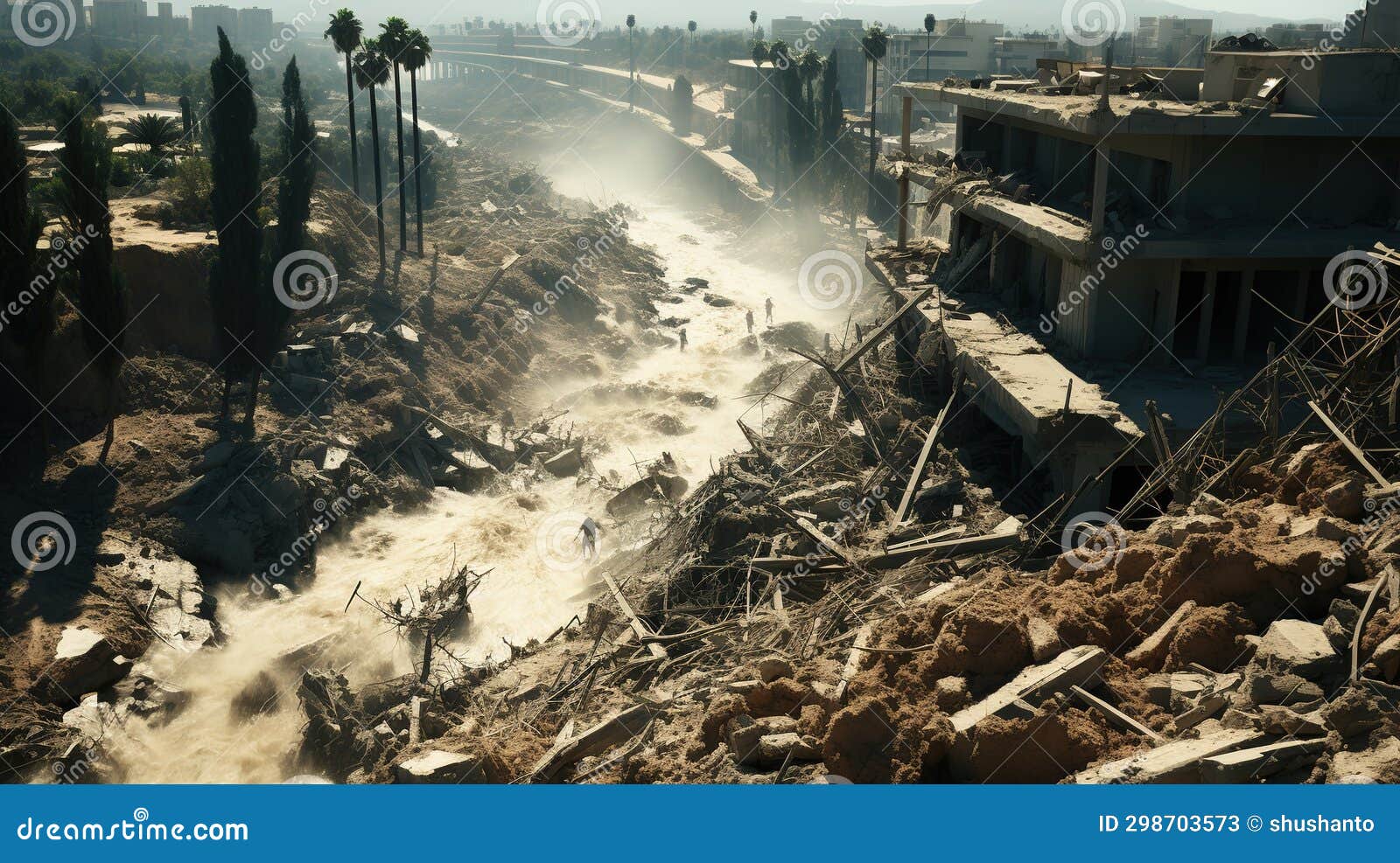 A Cataclysmic and Awe-inspiring Scene of an Disaster Situation Stock ...