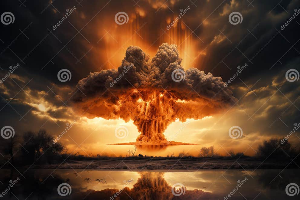 Cataclysmic Nuclear Explosion Dramatic Scene. Generate Ai Stock Image - Image of missile ...