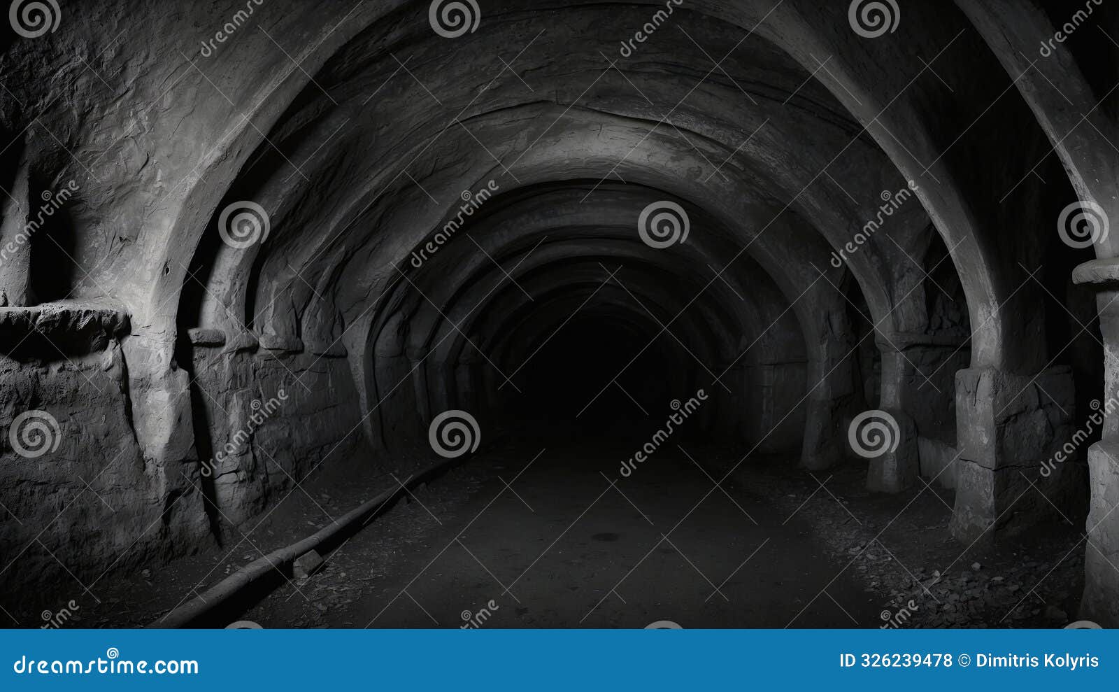Catacomb Tunnel Dark Underground Passage Arched Structure Stock ...