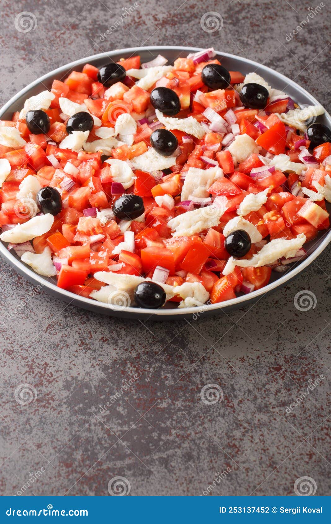 Catalan Codfish Salad As Known As Esqueixada, with Cod, Tomato Onion ...
