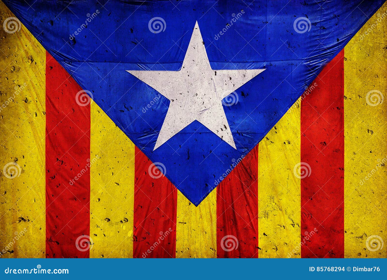 Catalan Flag Against the Background of a Concrete Wall Stock Photo ...