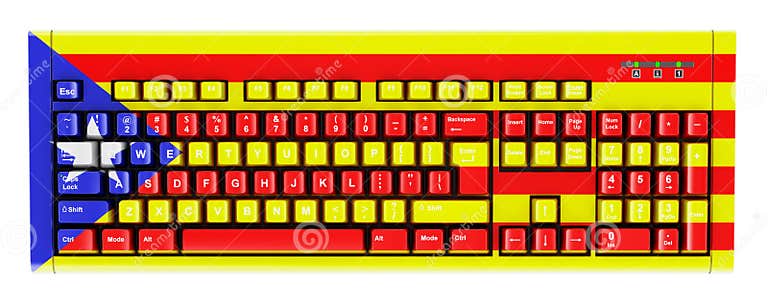 Catalan Flag Painted on Computer Keyboard. 3D Rendering Stock ...