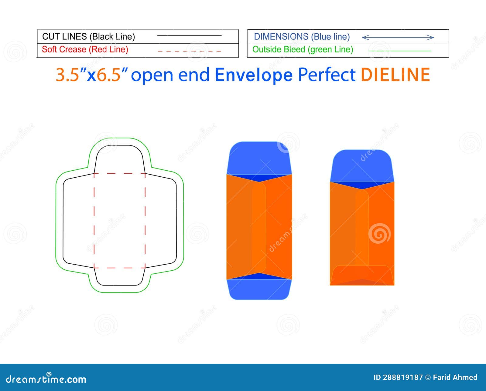 3x4.875 Inch Packaging Catalog Envelope Or Open End Envelope Dieline ...