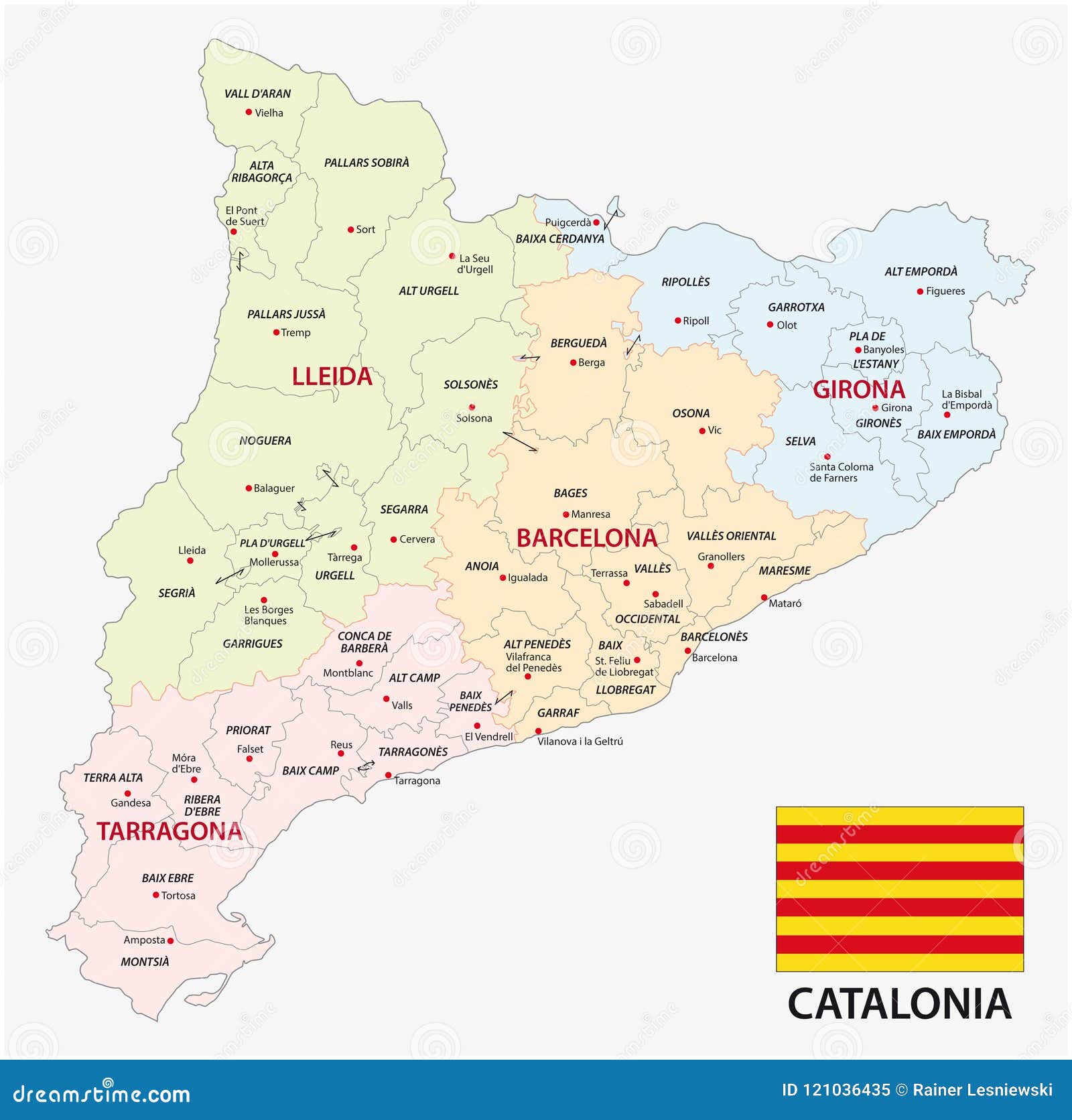 Catalonia Administrative And Political Vector Map Royalty-Free Stock ...