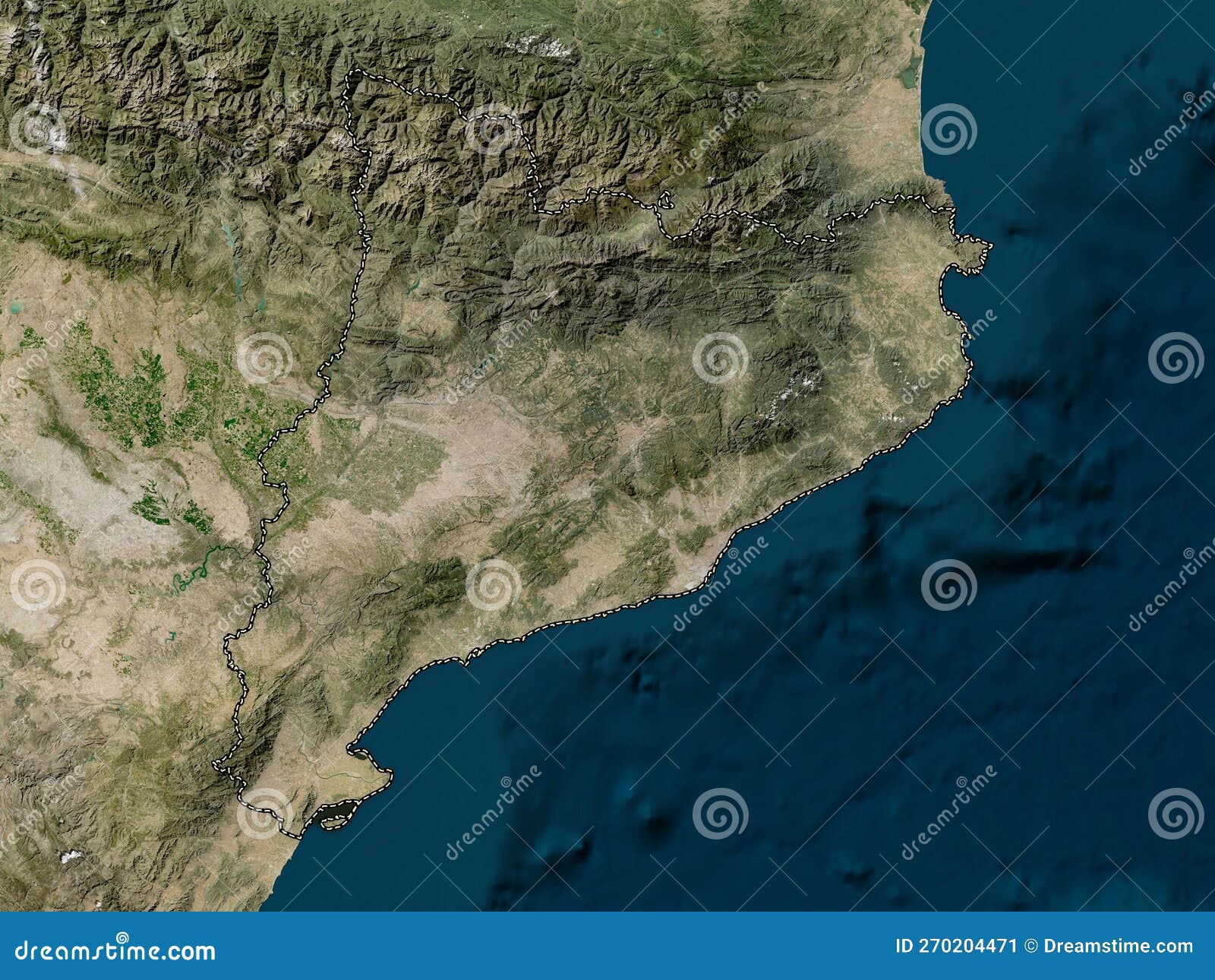 Cataluna, Spain. Low-res Satellite. No Legend Stock Illustration ...
