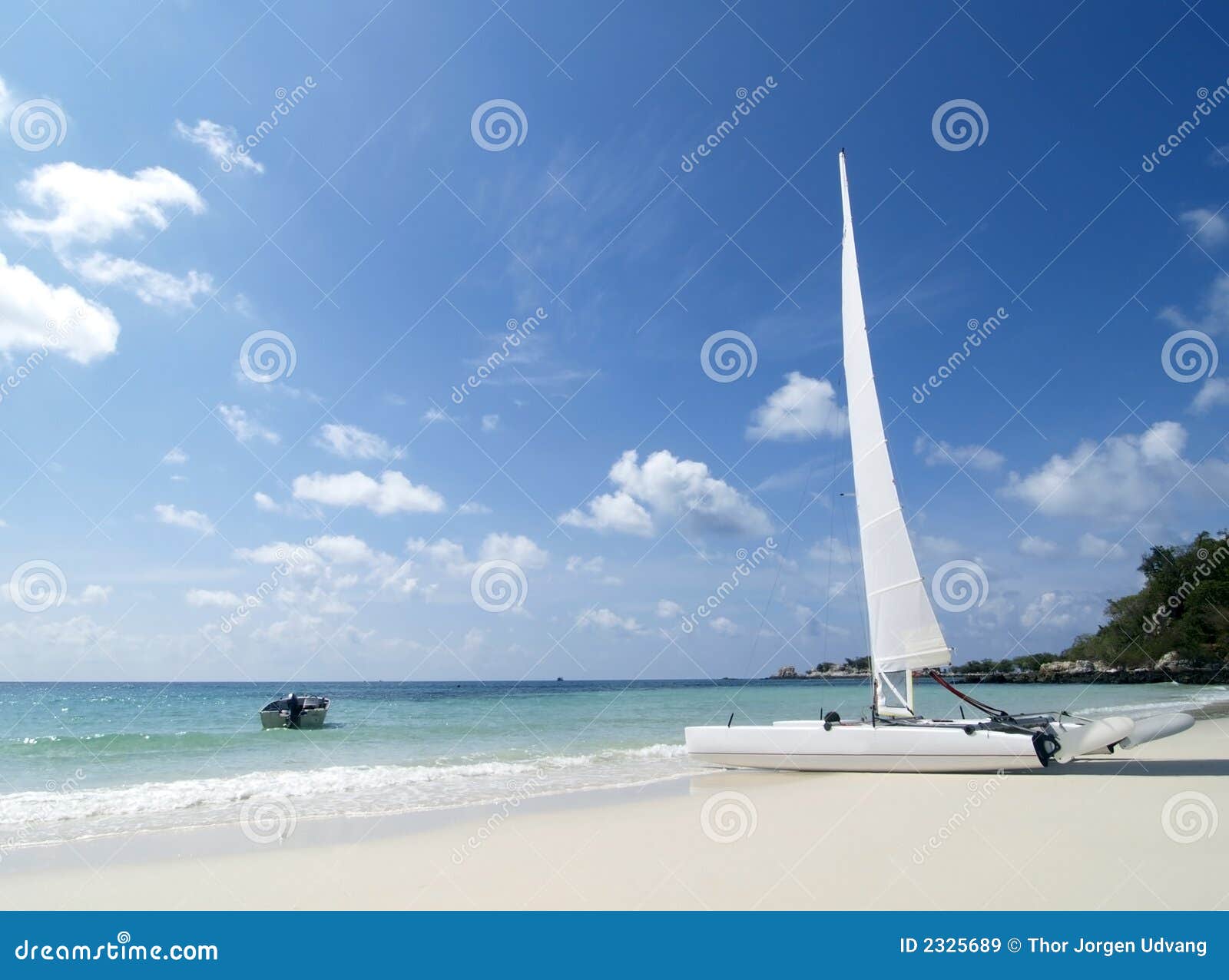Catamaran on the beach stock image. Image of island, spar - 2325689