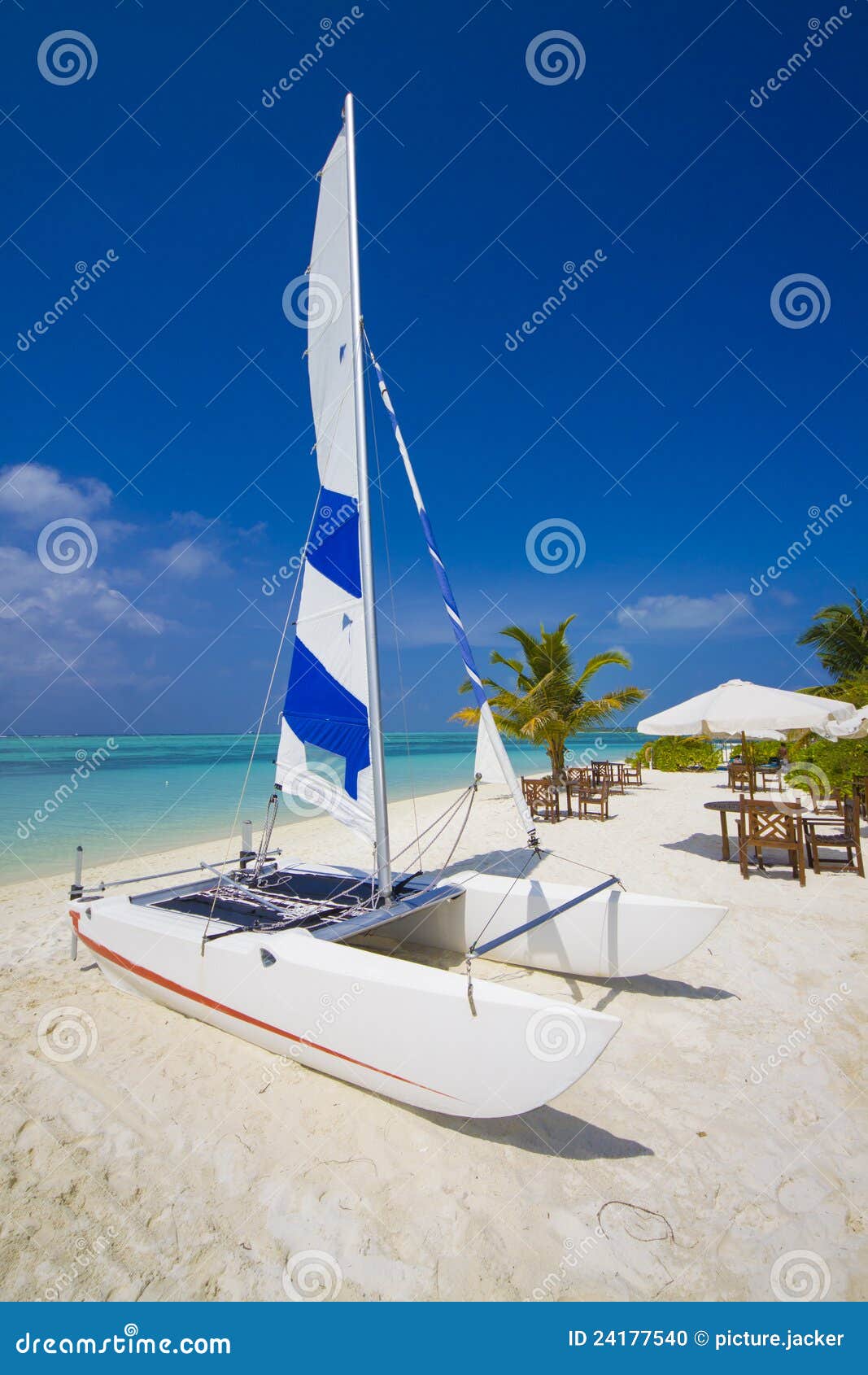 Catamaran at the beach stock photo. Image of sailing - 24177540