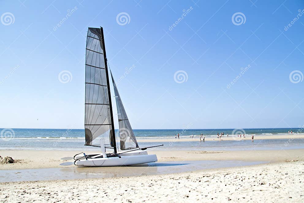 Catamaran at the Beach in the Netherlands Stock Photo - Image of ...