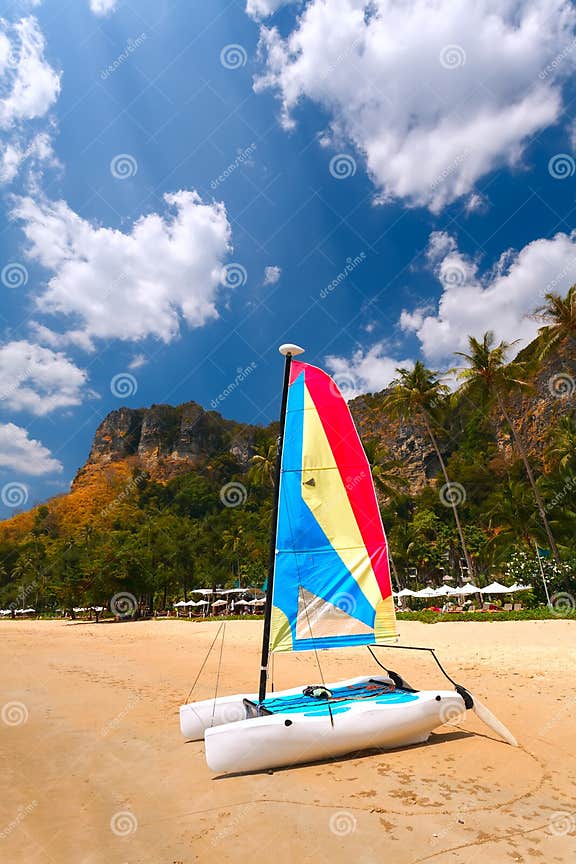 Catamaran on the beach stock image. Image of shore, background - 59272353