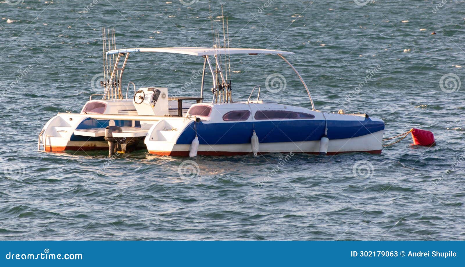 The Catamaran Floats on the Sea Stock Image - Image of sport, ship ...