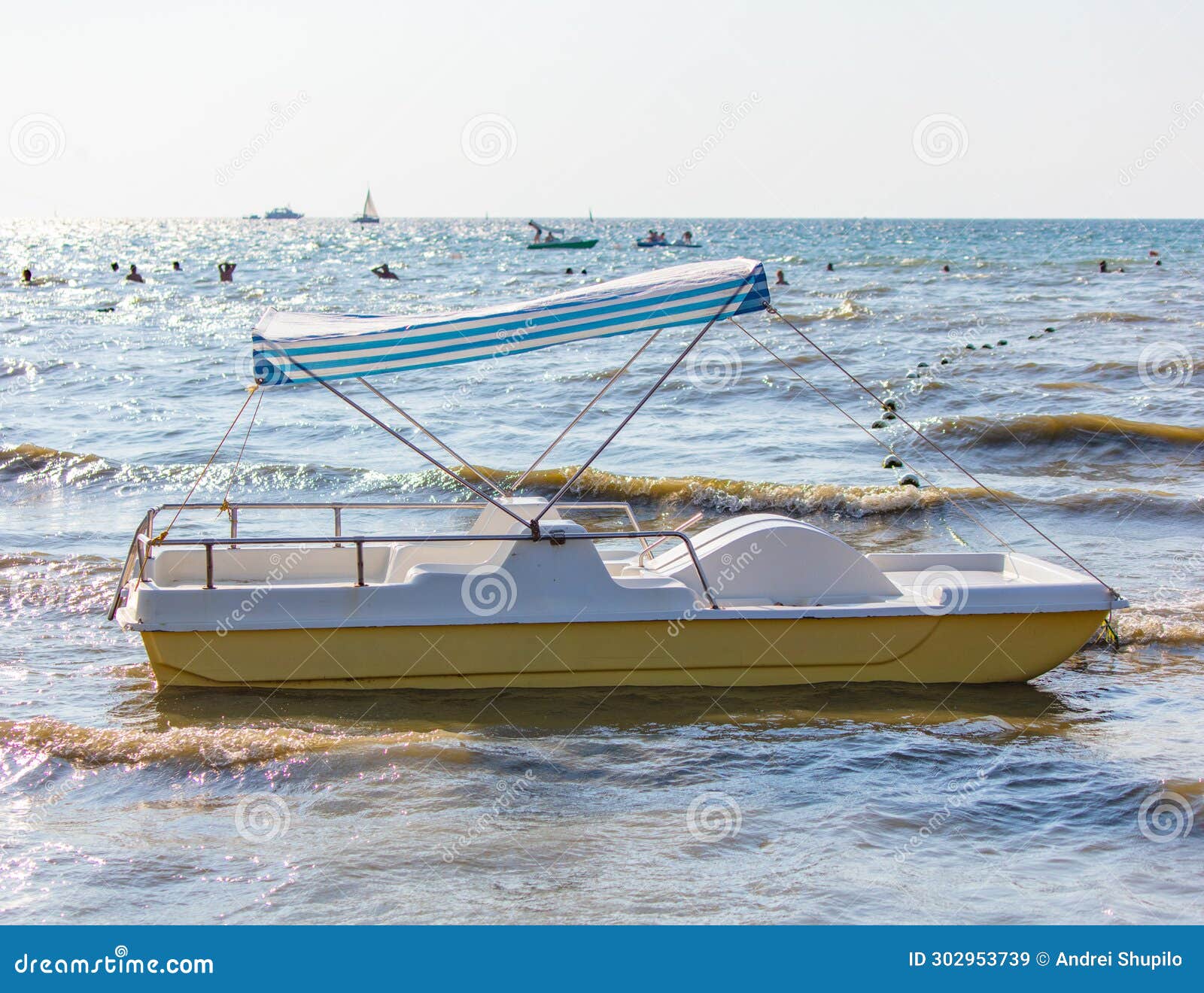 A Catamaran Floats on the Waves of the Sea Stock Image - Image of ...