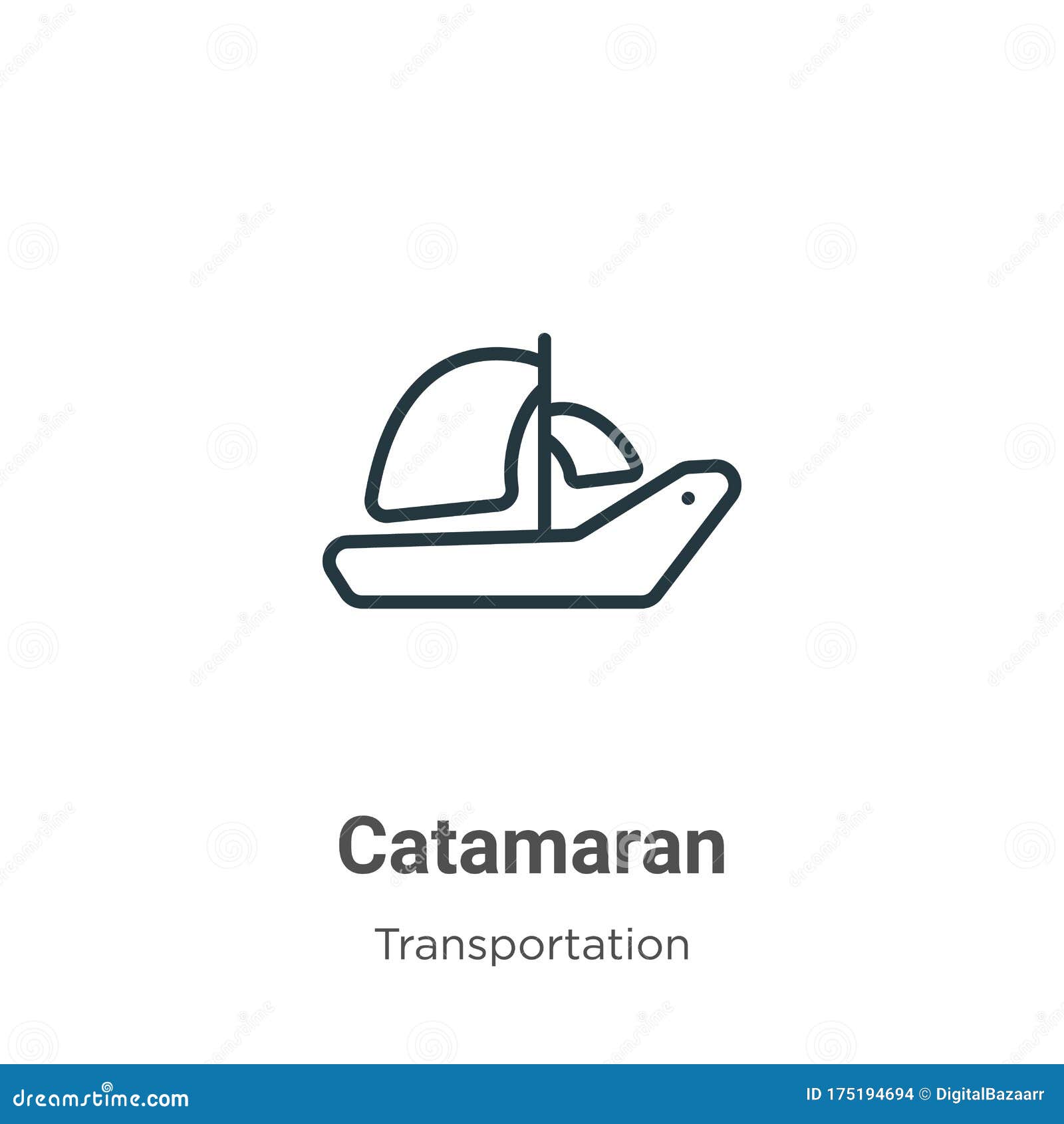 Catamaran Outline Vector Icon. Thin Line Black Catamaran Icon, Flat ...