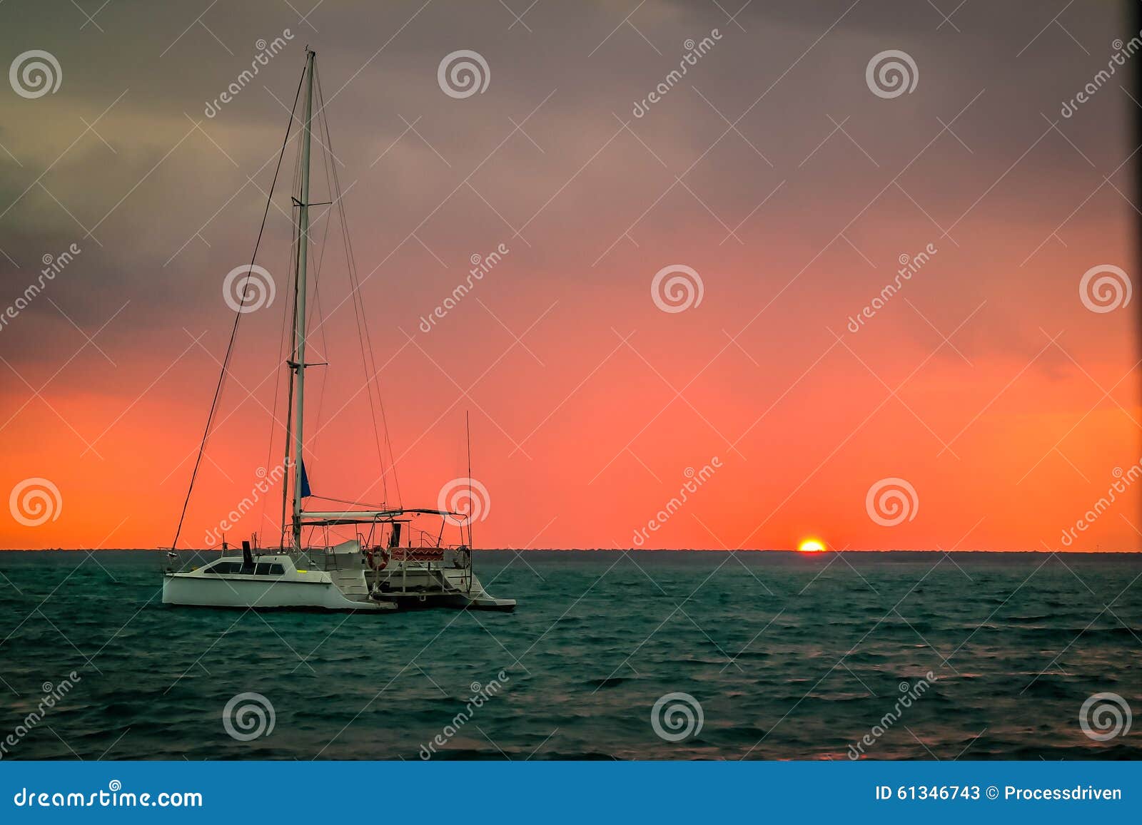 Catamaran Sailboat and Sunset Stock Image - Image of breathtaking ...