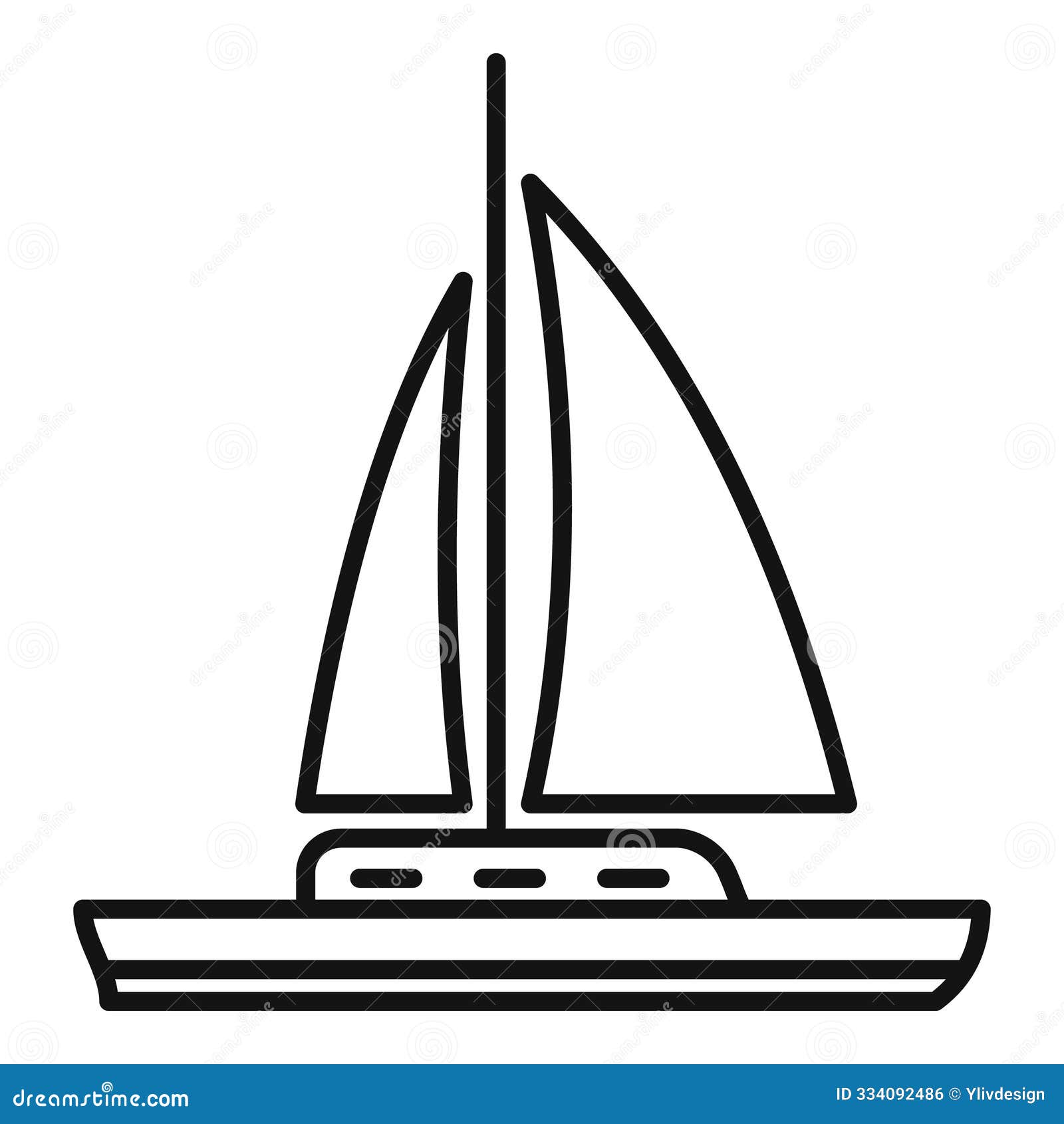 Catamaran Sailing Boat on Water Surface Outline Icon Stock Vector ...