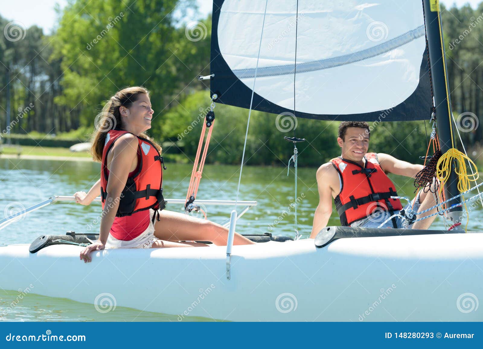 Catamaran Sails for Training Session Stock Image - Image of competition ...