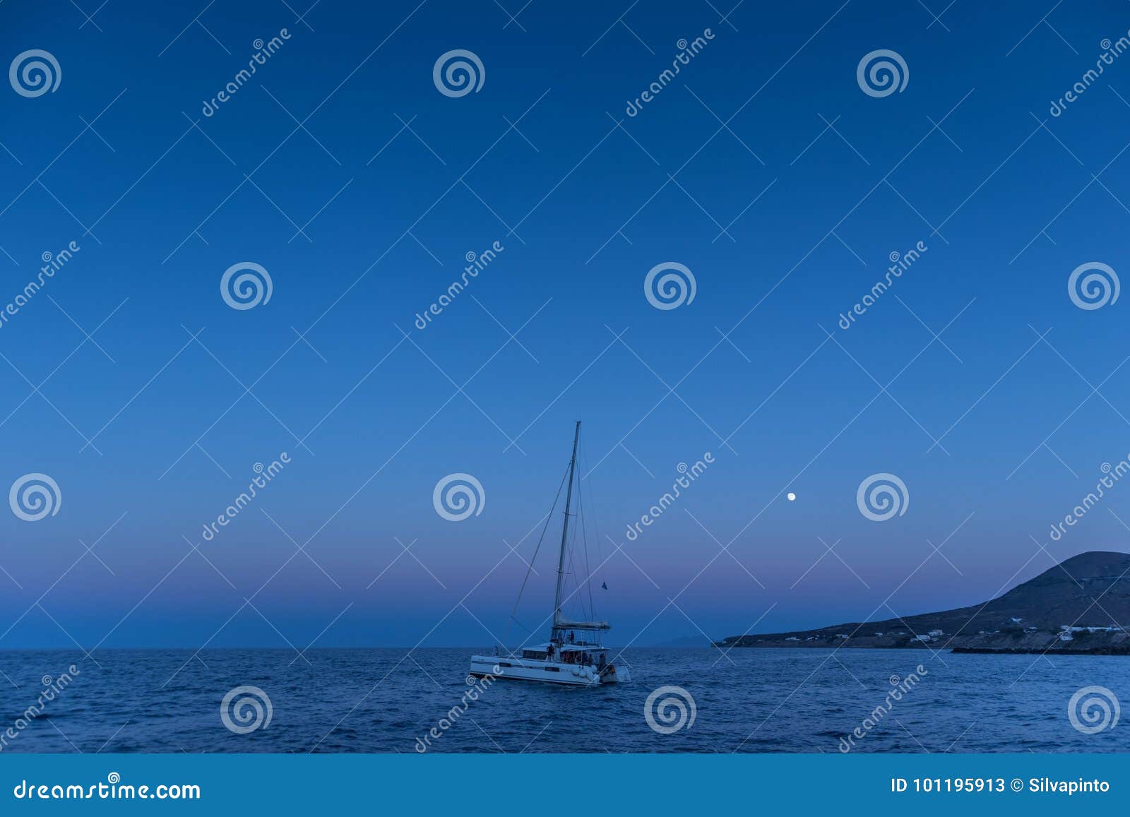 Catamaran To Sail at Night. Stock Image - Image of nautical, france ...
