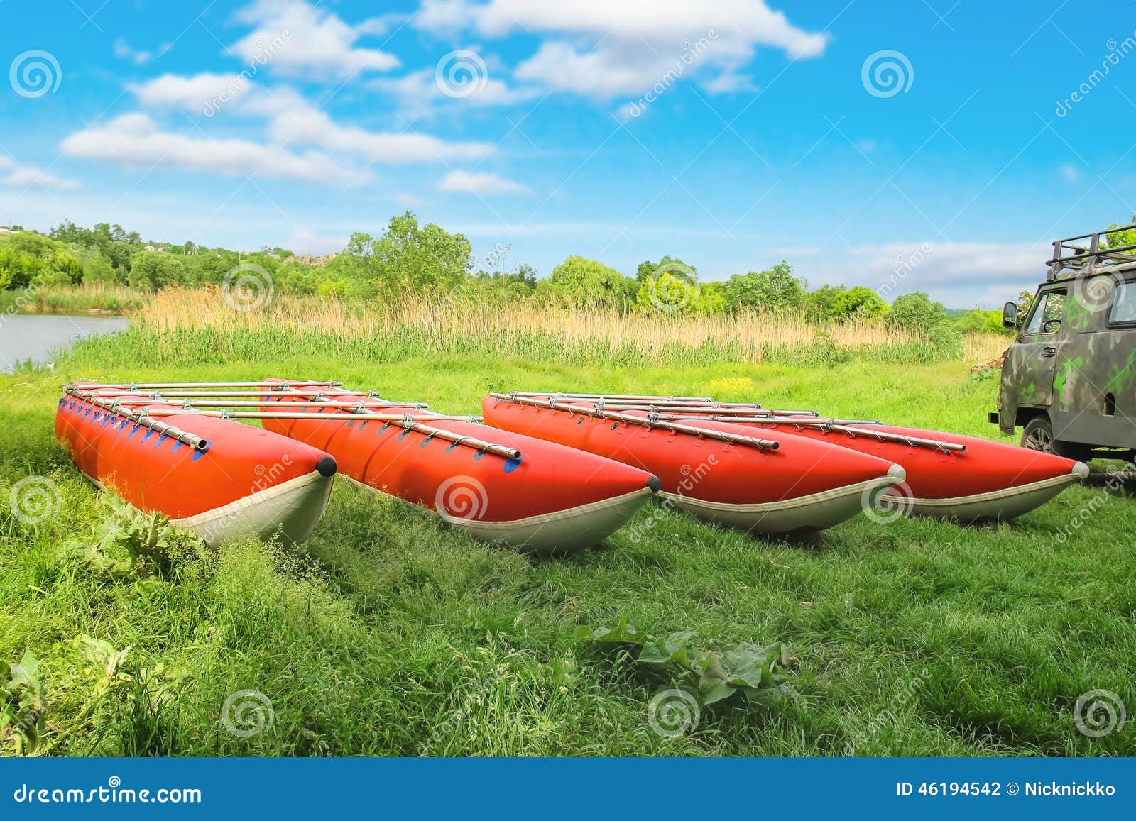 Catamarans for Rafting on the River Bank Stock Photo - Image of extreme ...