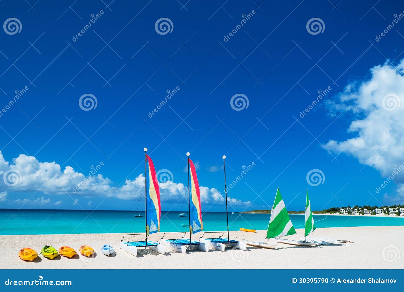 Catamarans on Tropical Beach Stock Photo - Image of blue, caribbean ...
