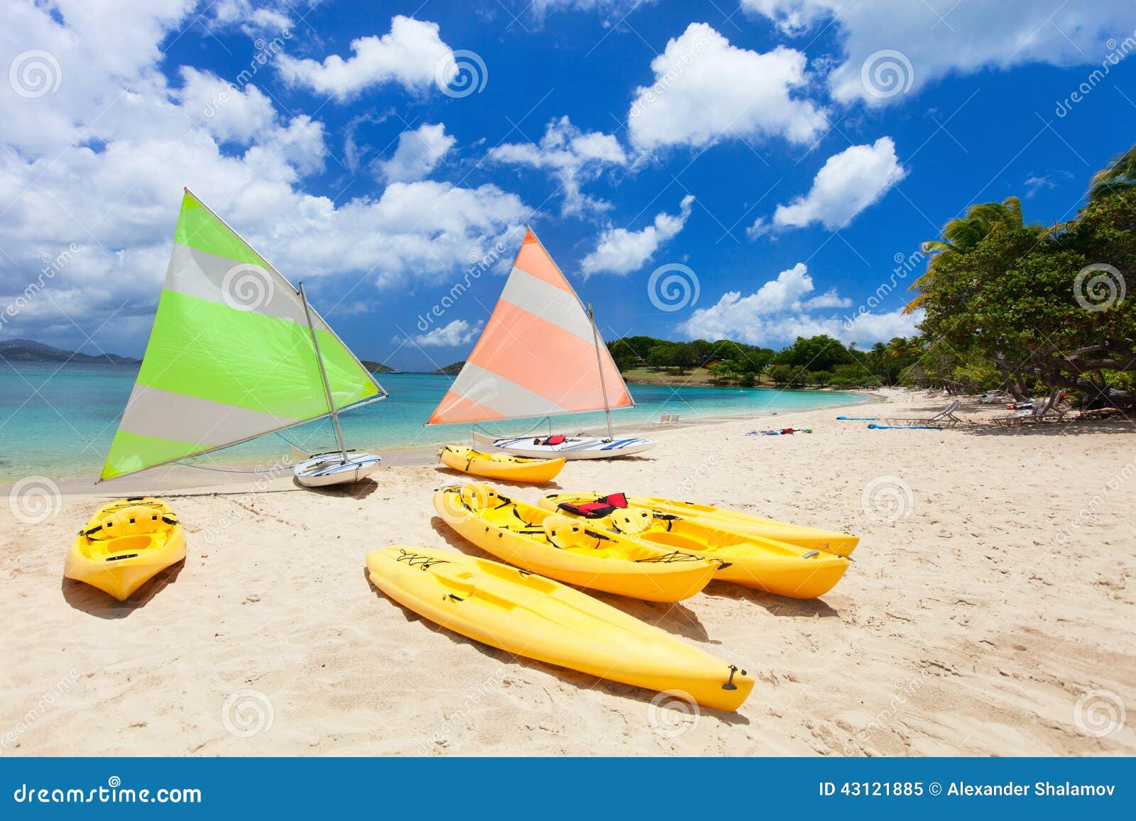Catamarans at Tropical Beach Stock Image - Image of coast, seascape ...