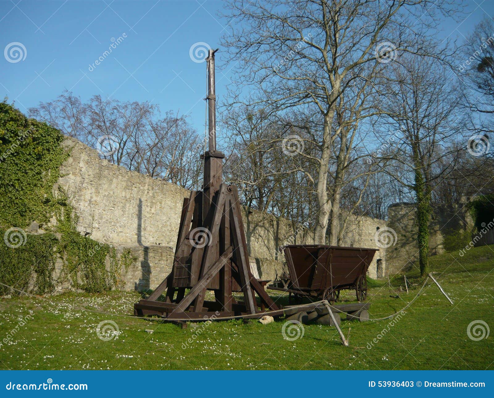 Middle Age Catapult Defence At Foix Castle In France Royalty-Free Stock ...