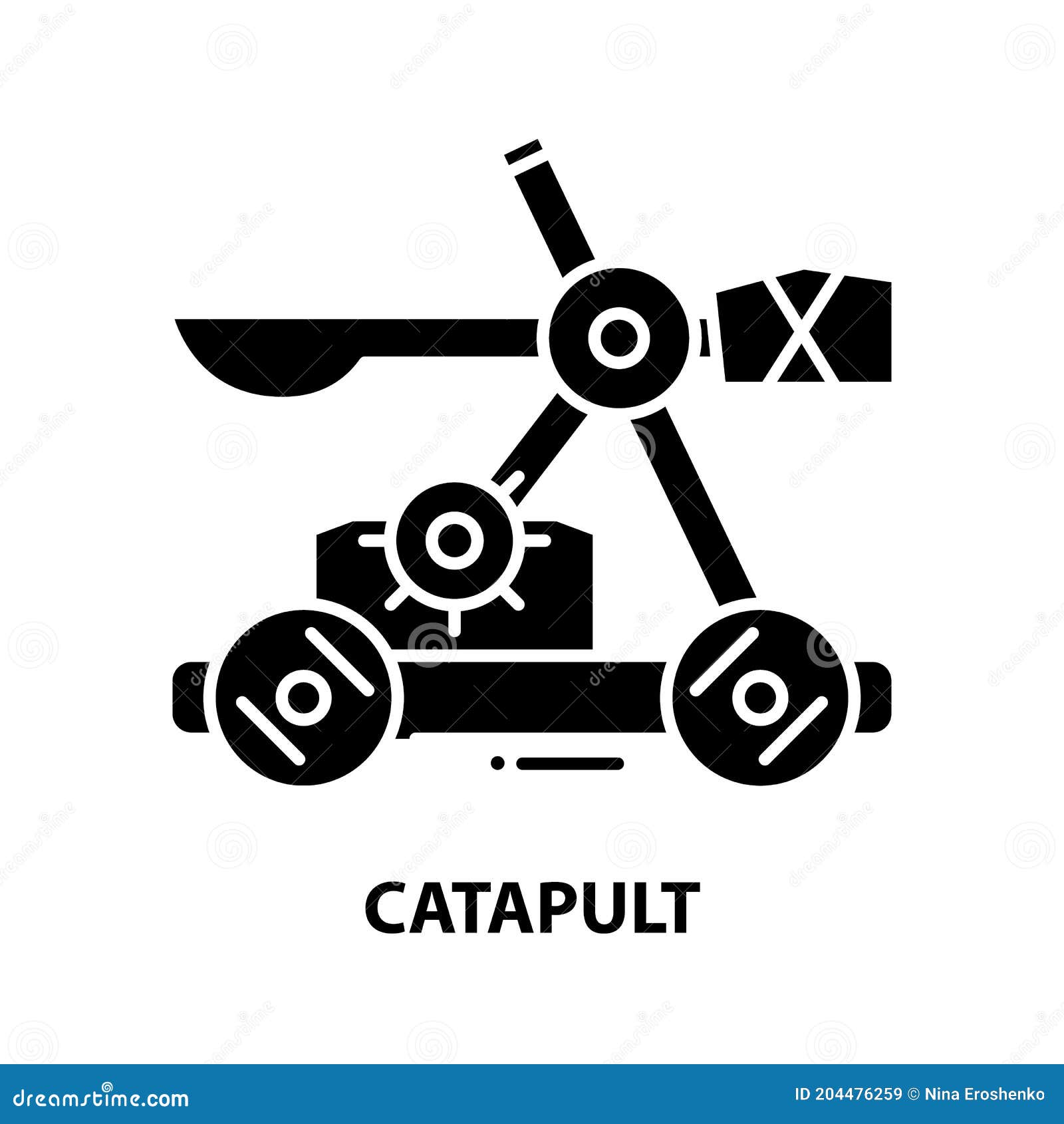 Catapult Icon, Black Vector Sign with Editable Strokes, Concept ...