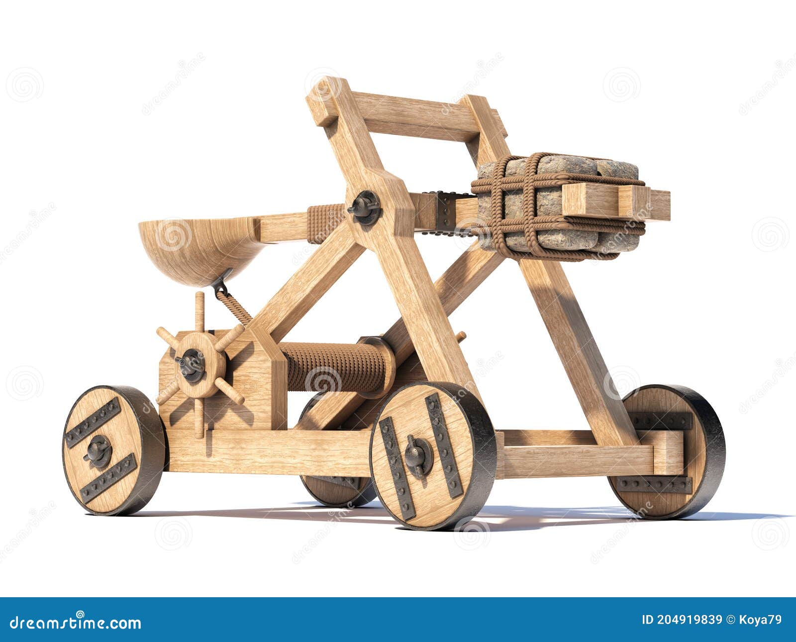 Catapult Isolated On White Background 3d Rendering Stock Illustration ...