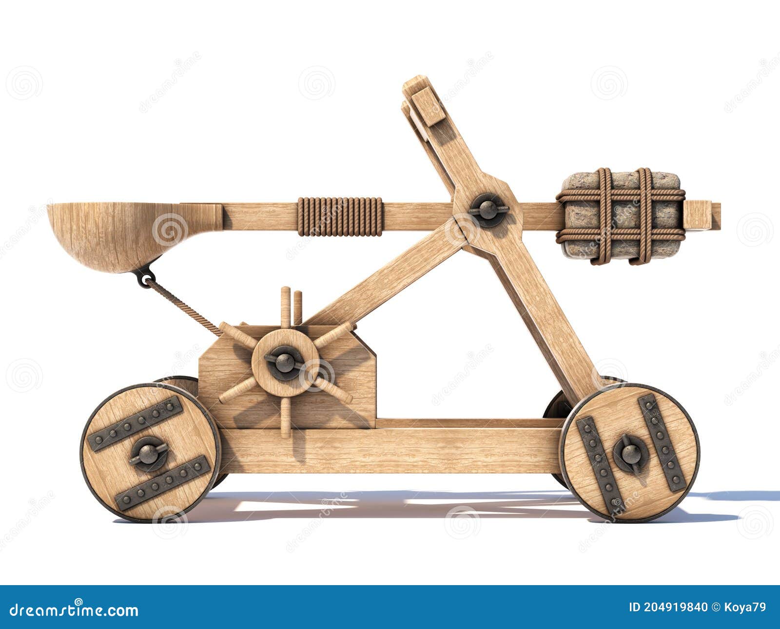 Catapult Isolated On White Background 3d Rendering Stock Illustration ...