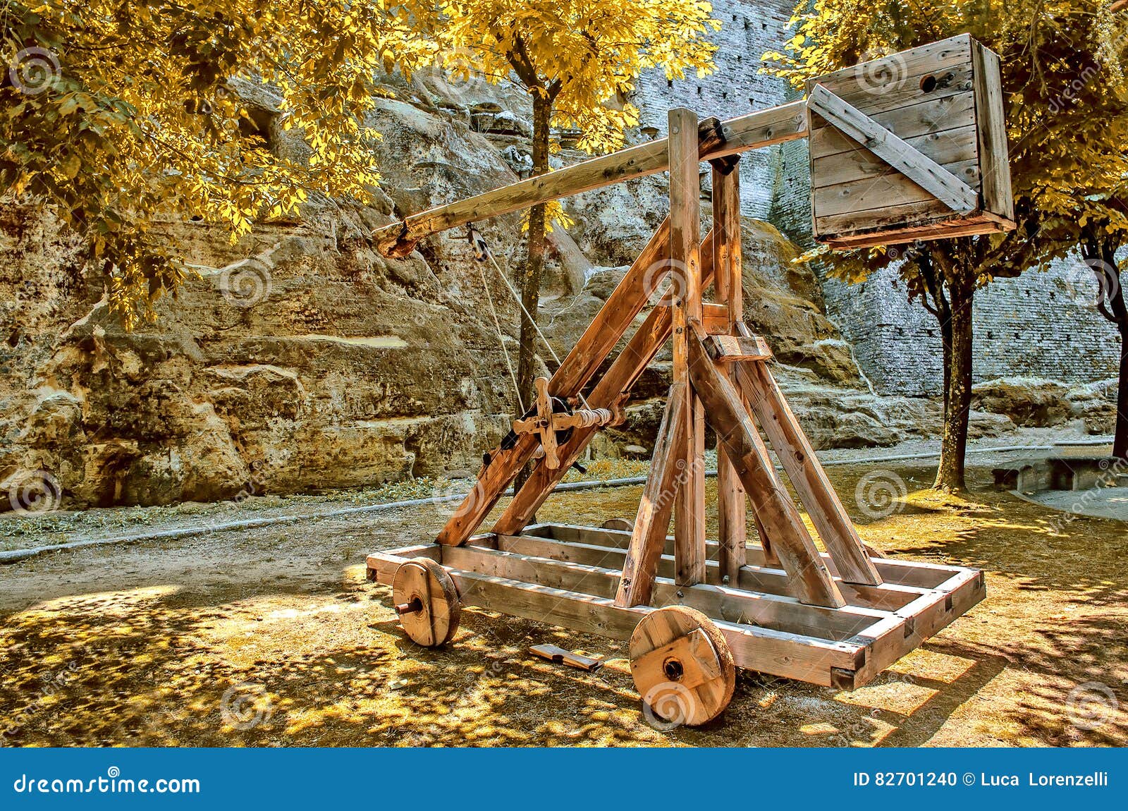 Catapult Wooden Medieval Ballistic Weapon Stock Photo - Image of warm ...