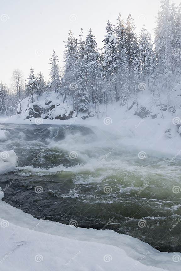A Cataract on a Snowy Landscape Stock Photo - Image of foam, natural ...