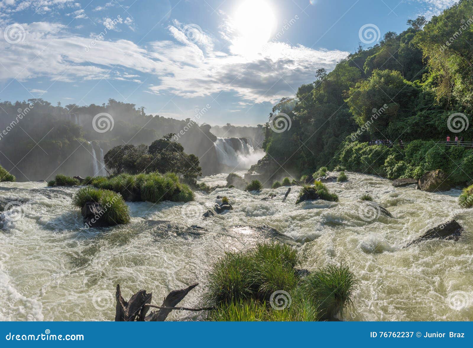 Cataratas Waterfalls View From The Bottom With Some Rocks Stock Photo ...