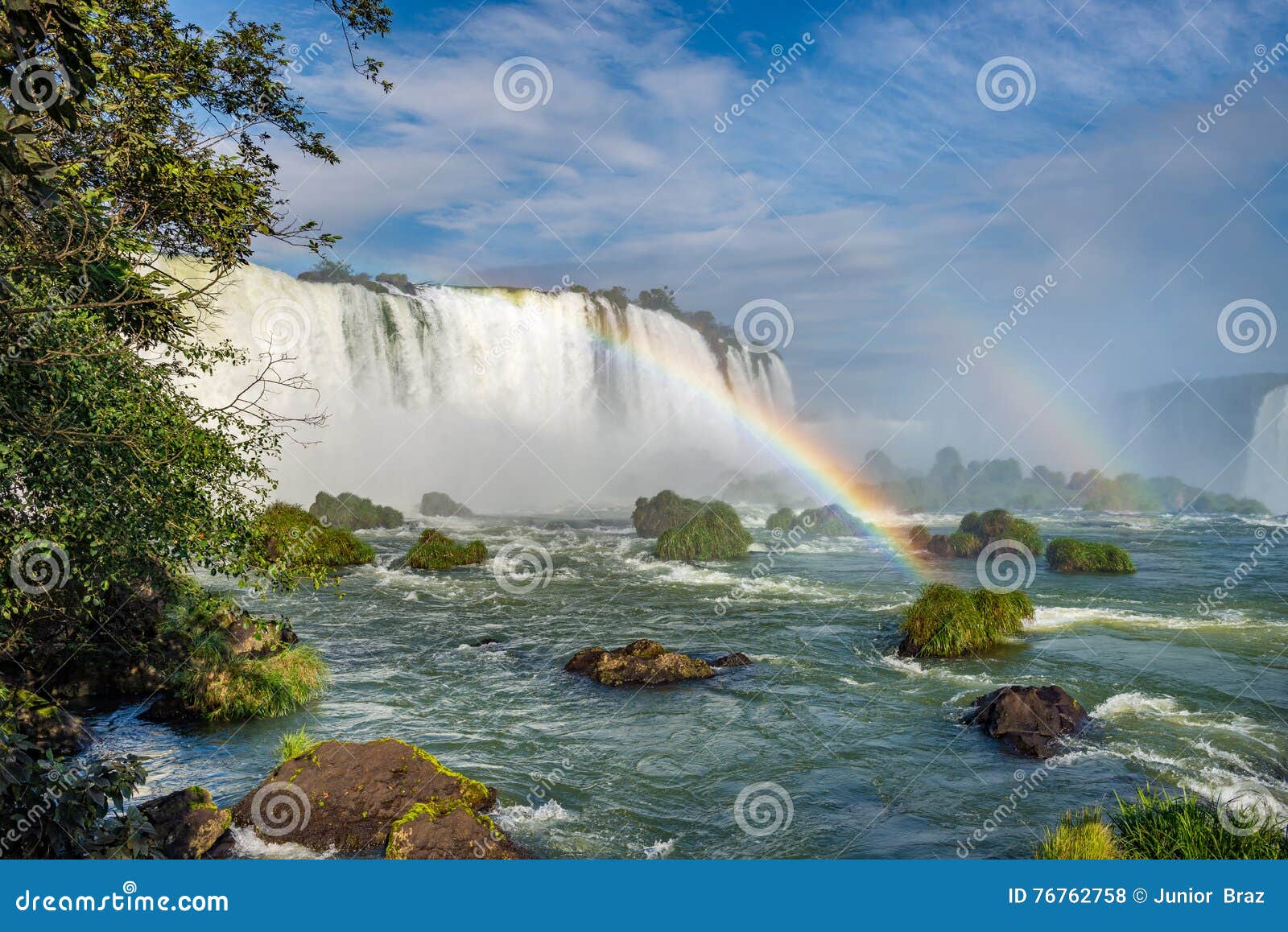 Cataratas Waterfalls View From The Bottom With Some Rocks Stock ...