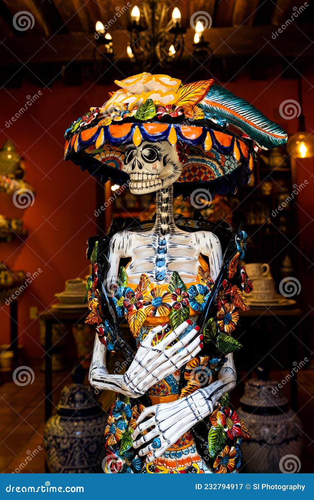 Catrina Ceramic Statue, Day of the Dead, Mexico Stock Image - Image of ...