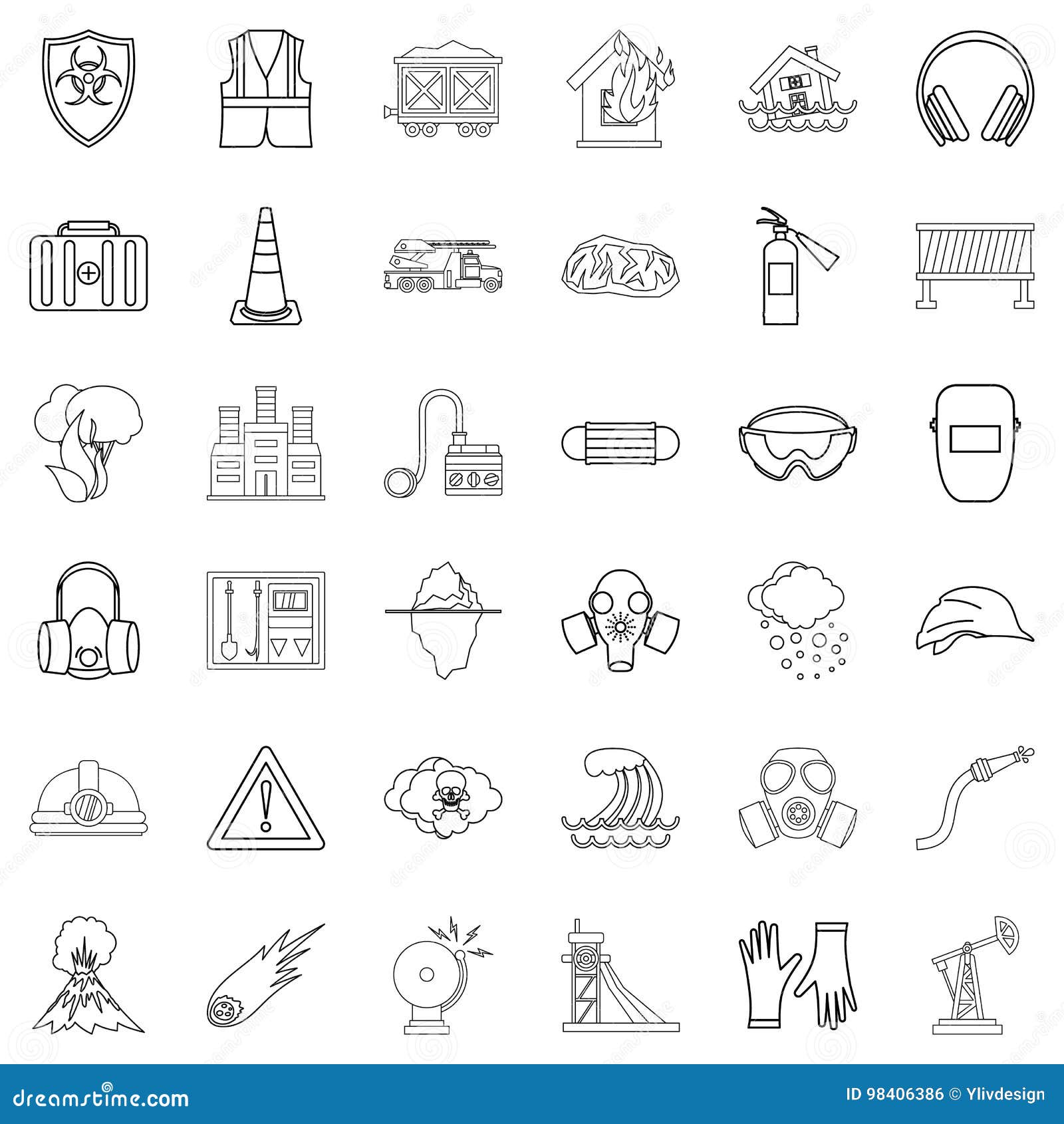 100 Catastrophic Icons Set, Cartoon Style | CartoonDealer.com #127094150