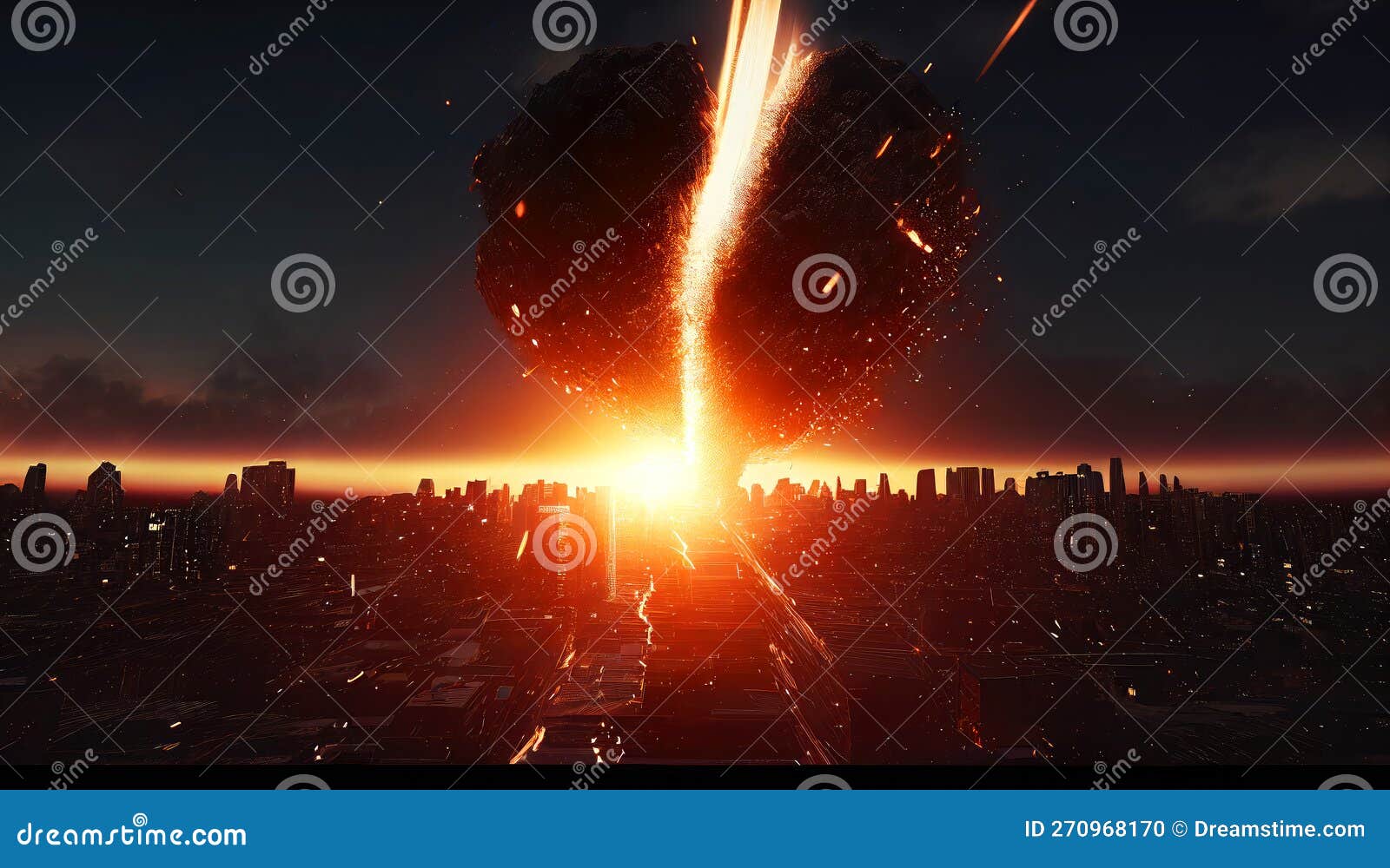 Catastrophic Impact - Asteroid Devastates City Stock Illustration ...