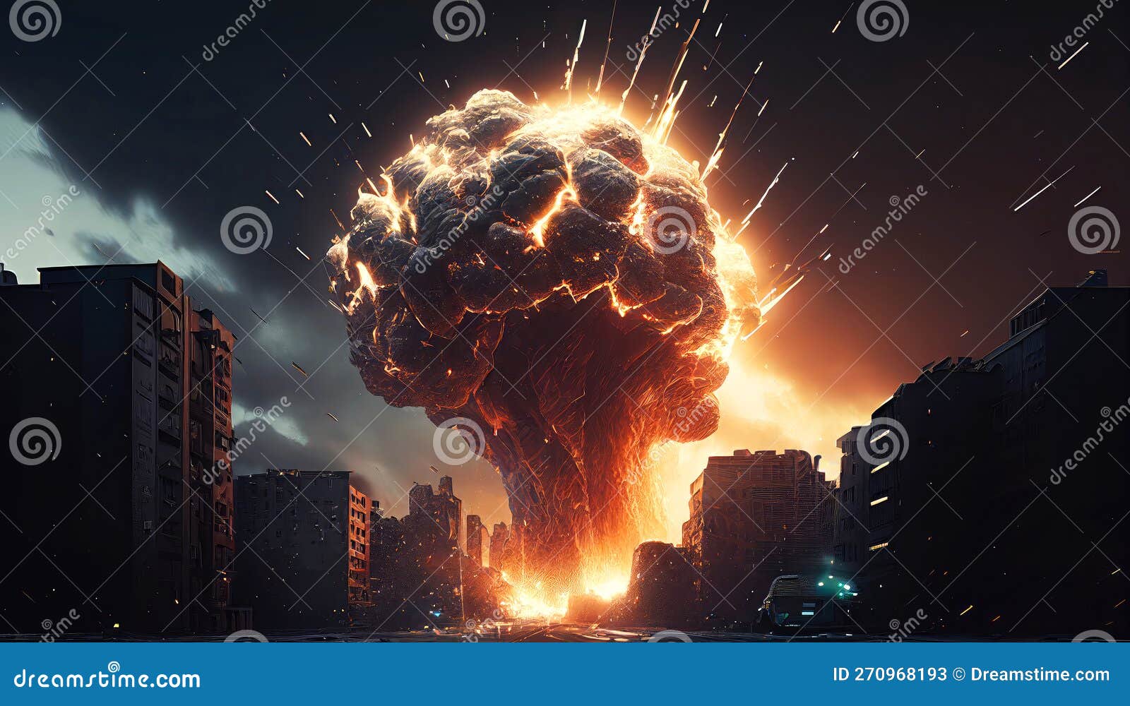 Catastrophic Impact - Asteroid Devastates City Stock Illustration ...