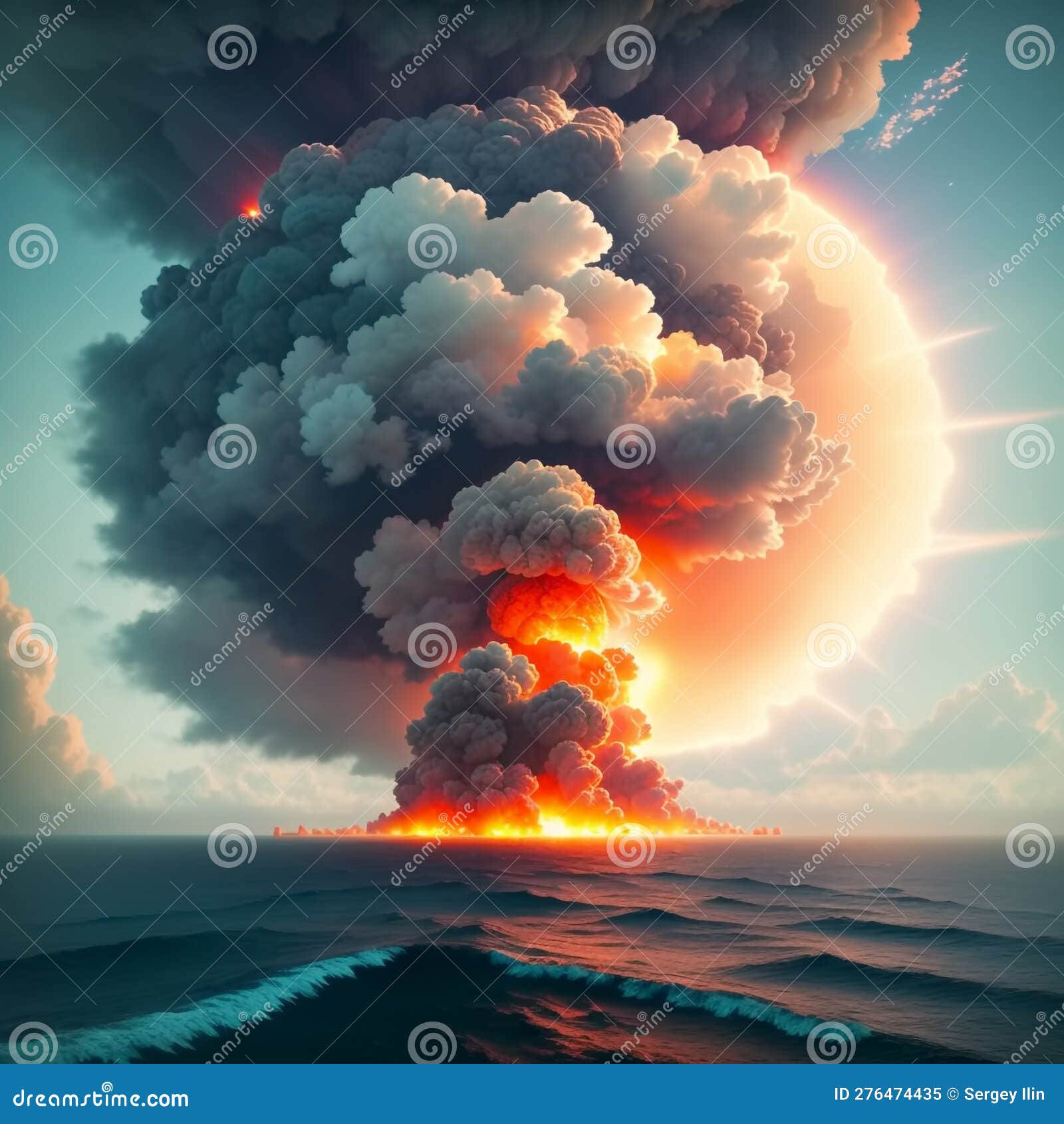 Catastrophic Nuclear Explosion. Generative AI Stock Illustration ...