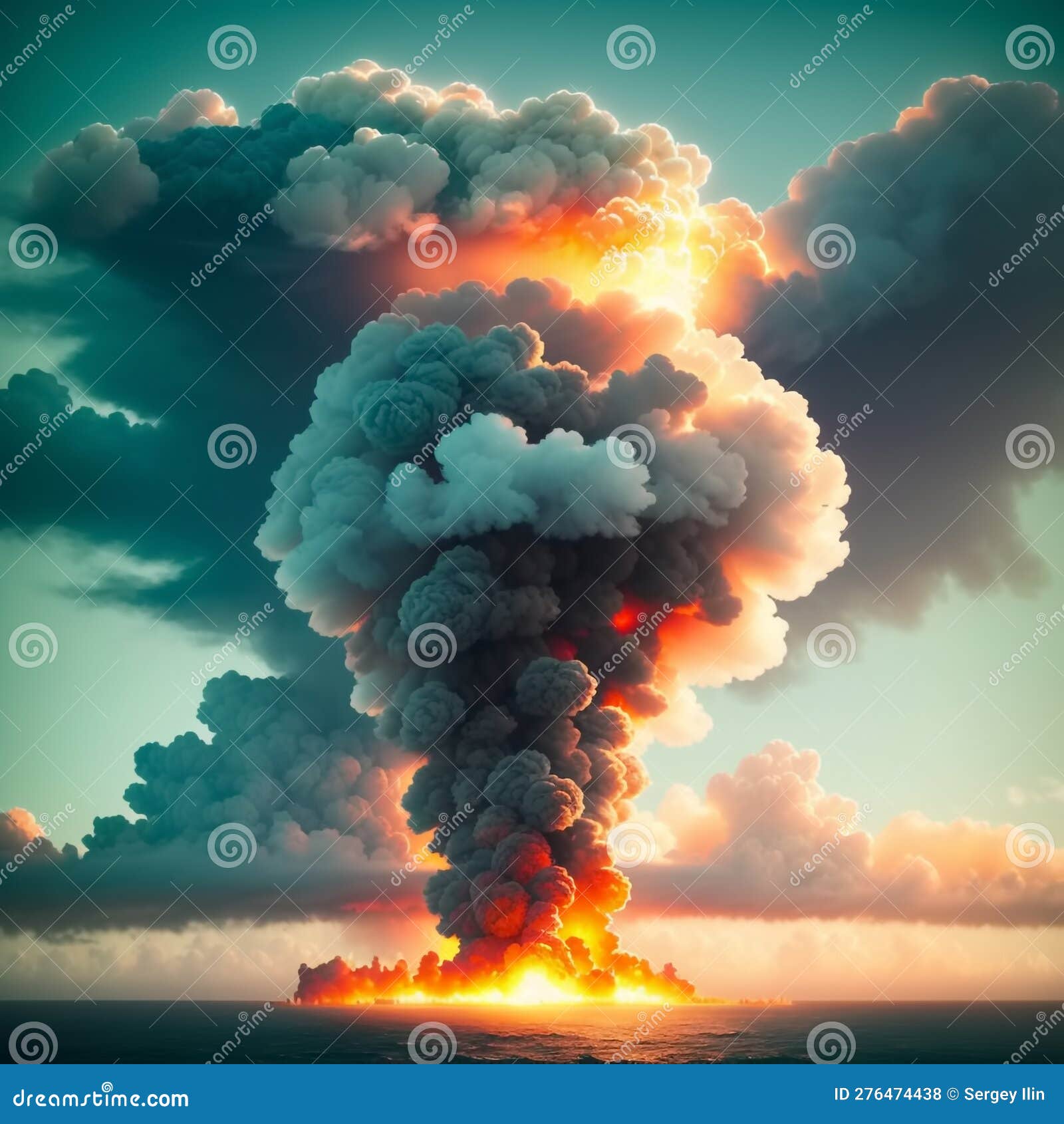 Catastrophic Nuclear Explosion. Generative AI Stock Illustration ...