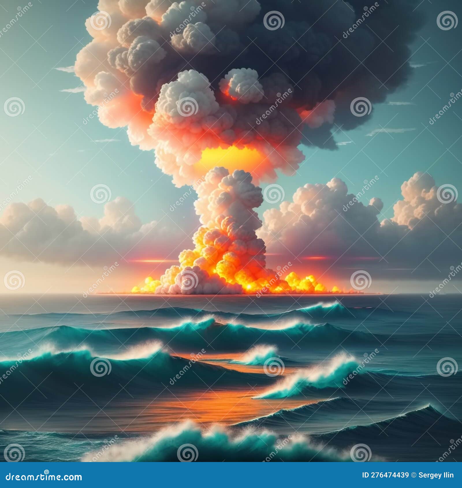 Catastrophic Nuclear Explosion. Generative AI Stock Illustration ...