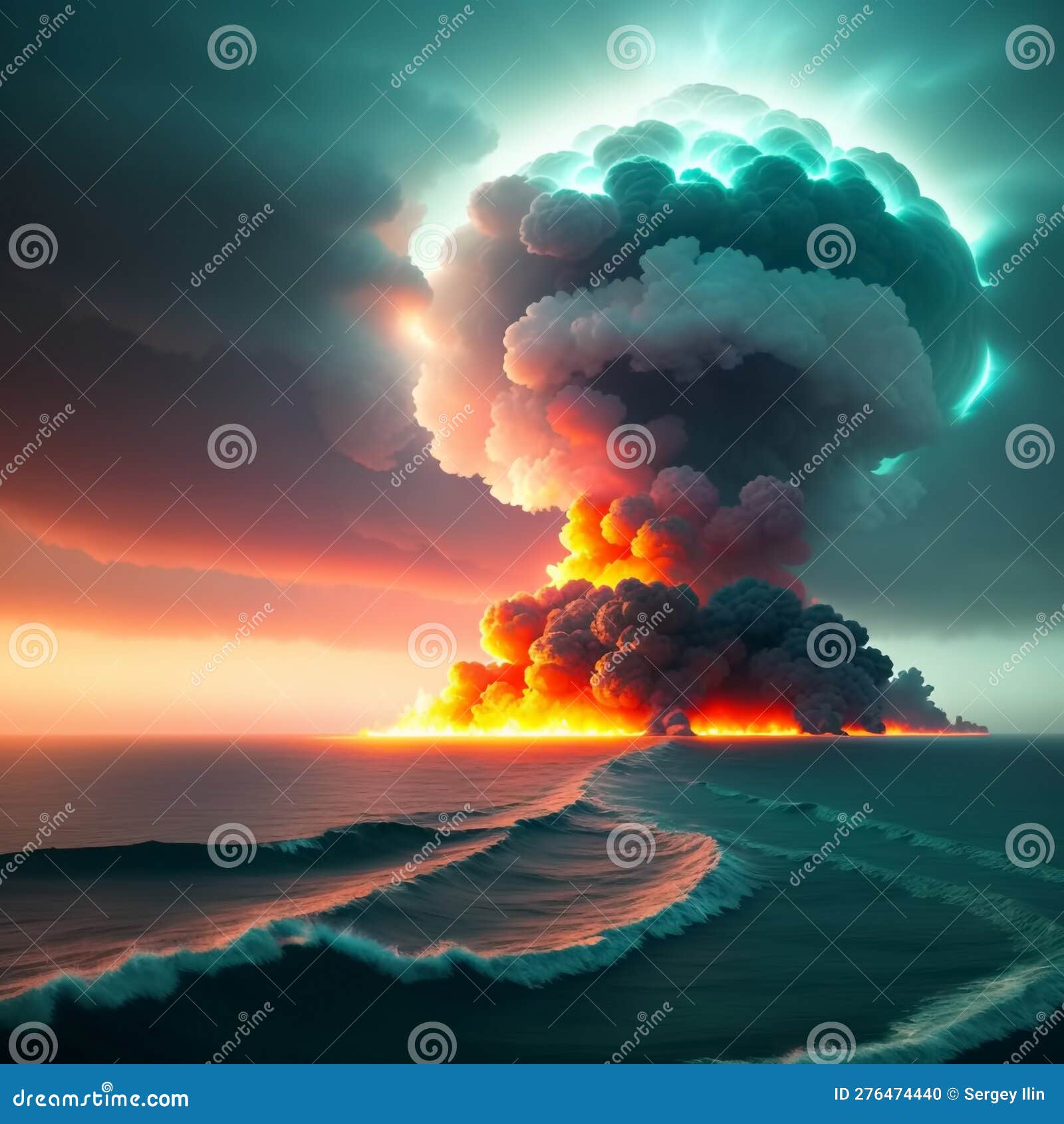 Catastrophic Nuclear Explosion. Generative AI Stock Illustration ...